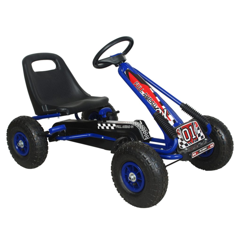 Blue Zoom Rubber Wheel Go Kart - Outdoor Fun for Kids